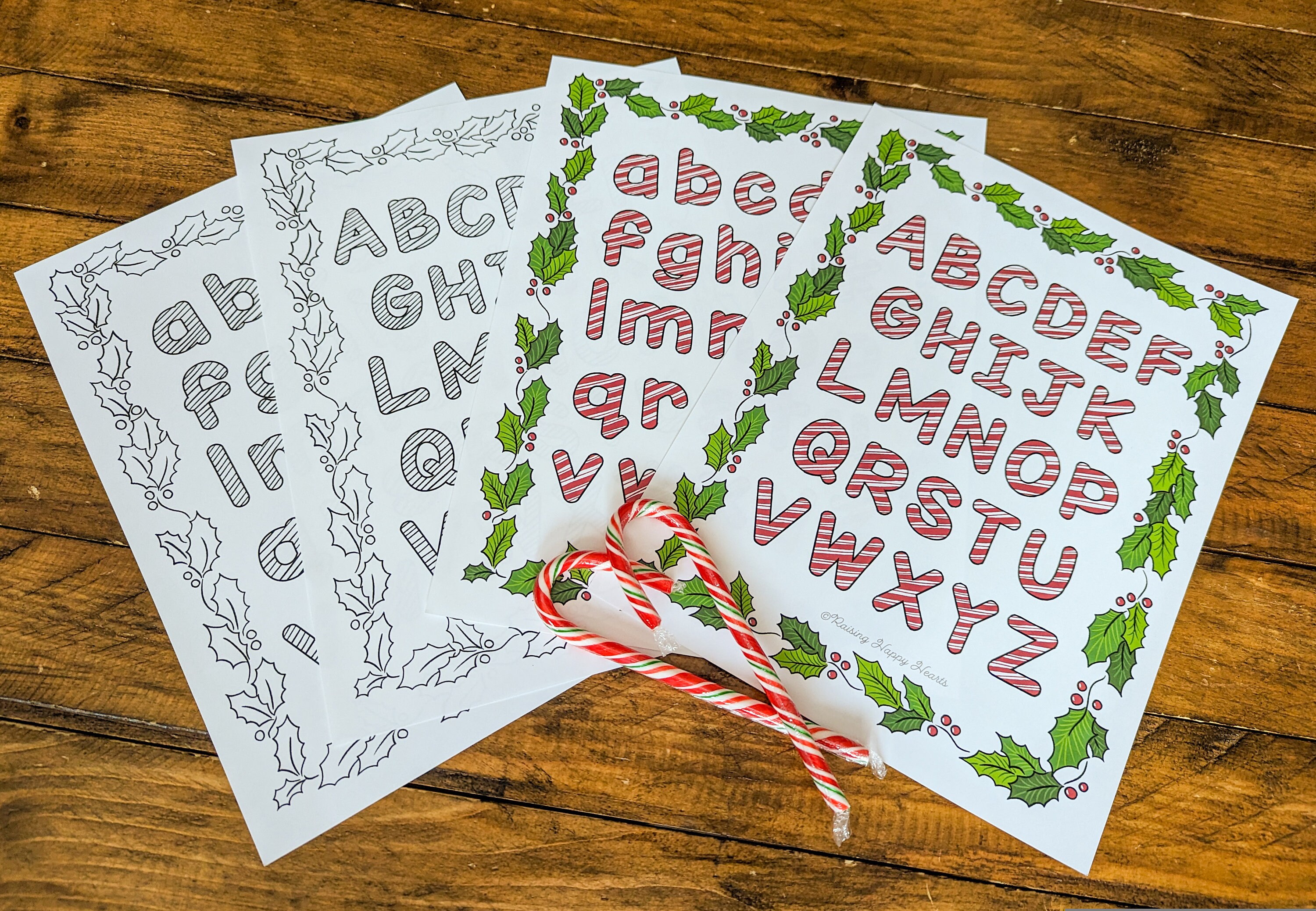 Christmas Alphabet Colouring Pages Printout and Posters for Kids candy ...