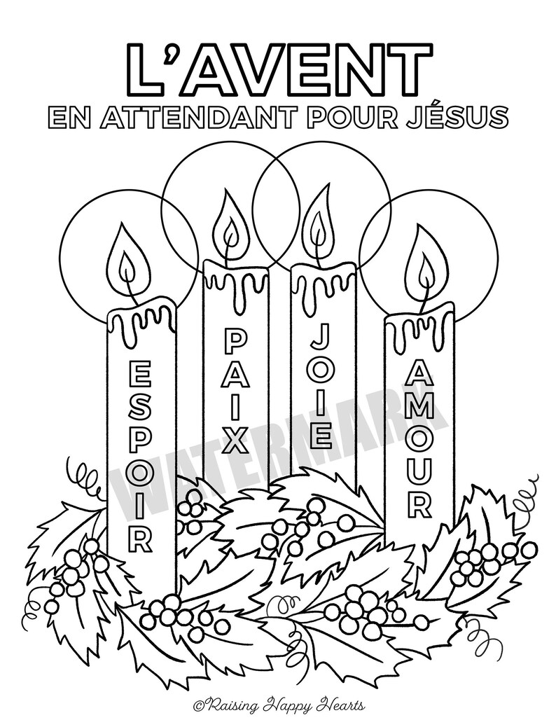 French Advent Wreath Colouring Page Instant Download︱ Advent for Kids ...