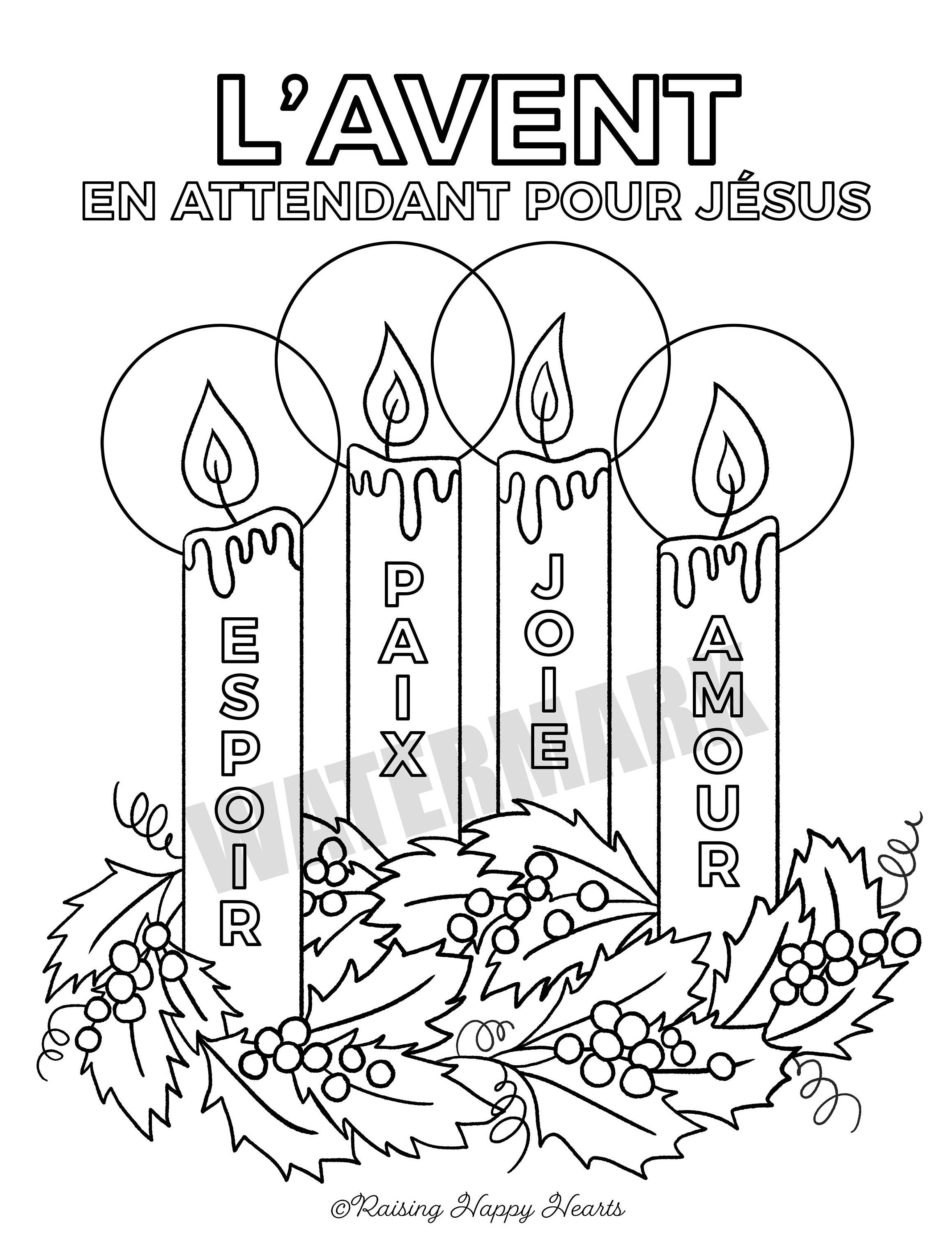 French Advent Wreath Colouring Page Instant Download︱ Advent for Kids ...