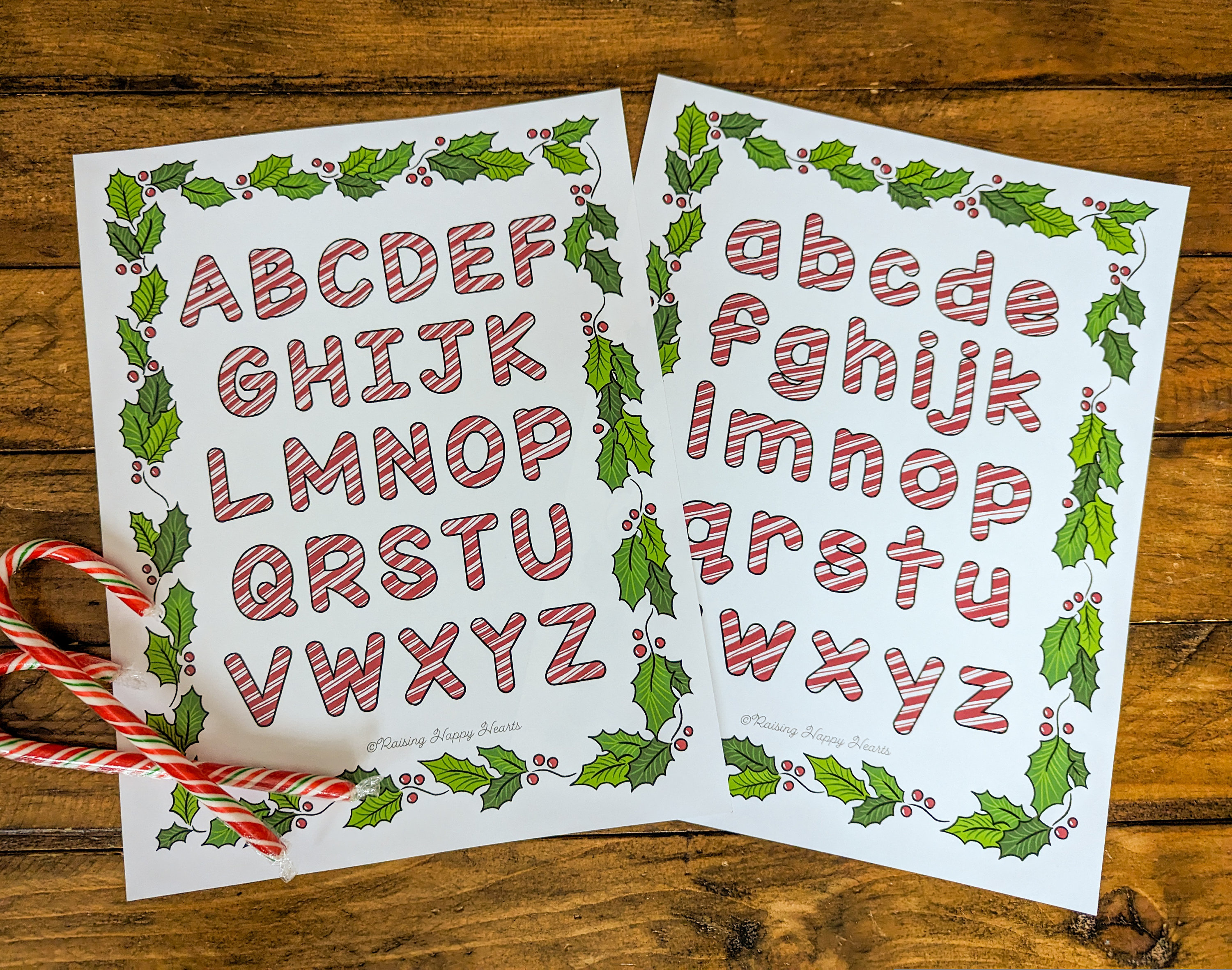 Christmas Alphabet Colouring Pages Printout and Posters for Kids (candy ...
