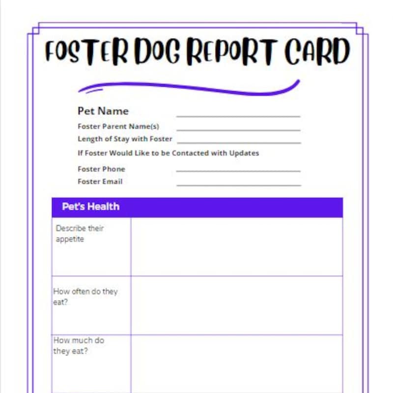 Dog Report Card - Etsy