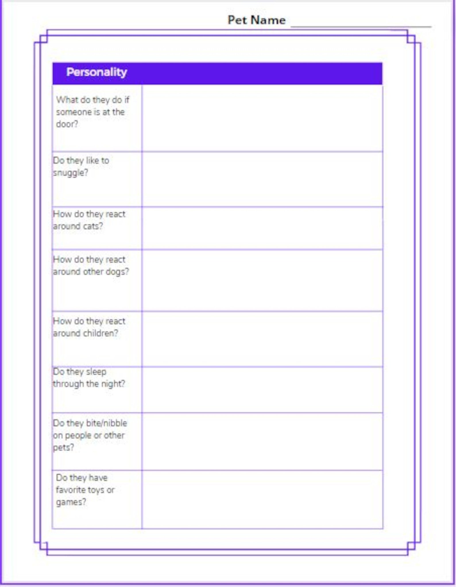 Foster Dog Report Card - Etsy