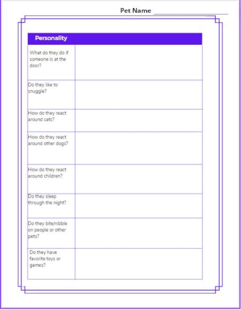 Foster Dog Report Card - Etsy