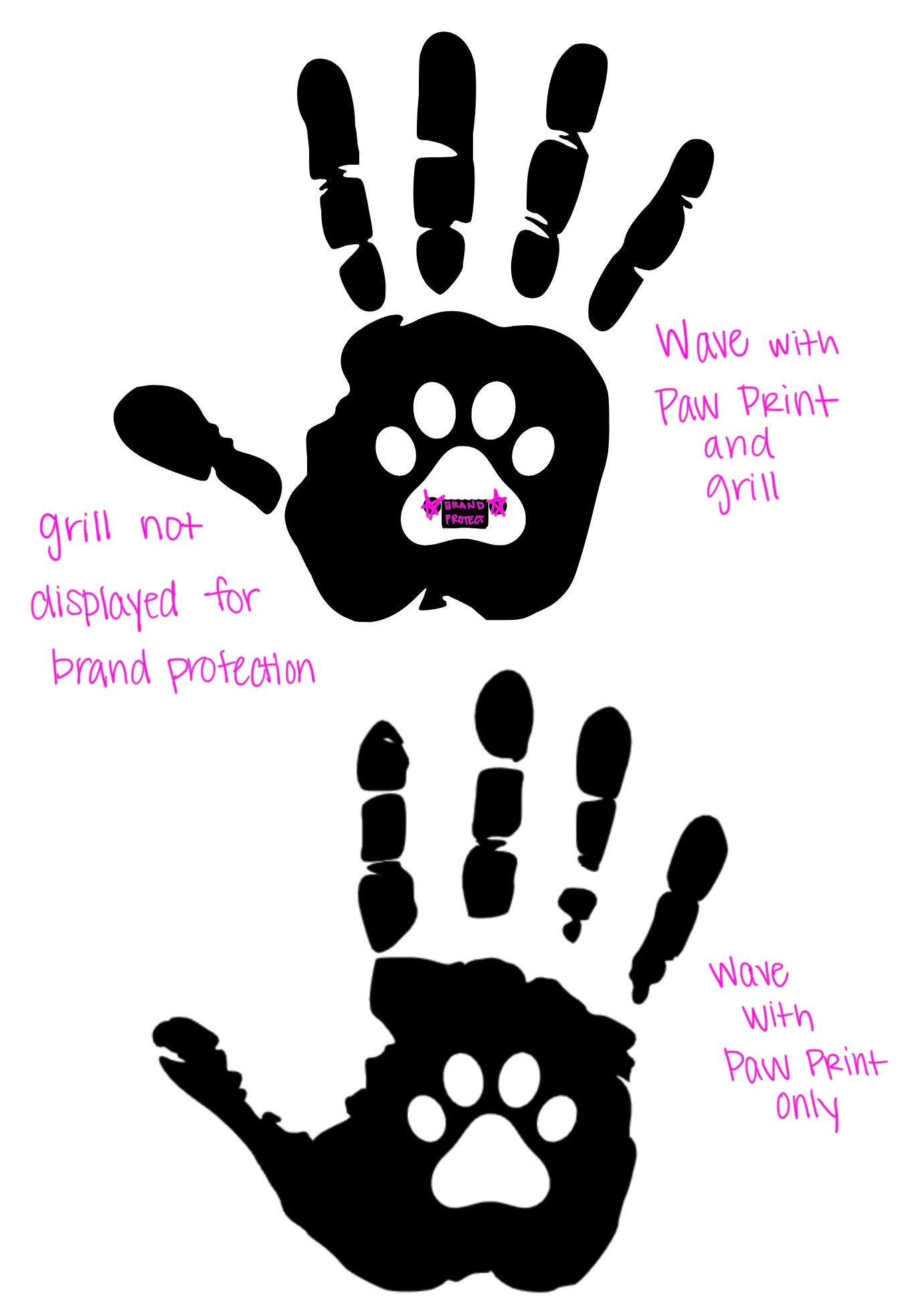 Hand Print Vinyl Decal-wave Dammit/paw/paw&grill/grill Only - Etsy