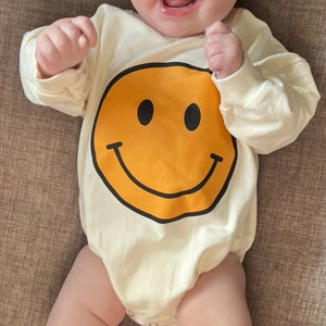 Sweatshirt ROMPERS, SMILEY FACE Print, Infant Sweater, Cute Retro ...
