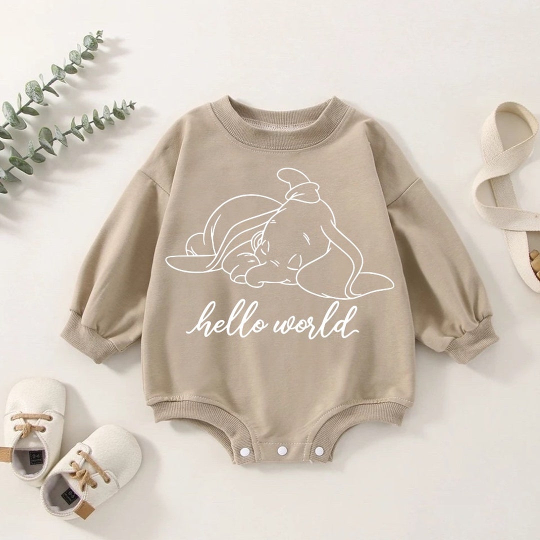 Disney Dumbo Hello World Newborn Sweatshirt Romper Bodysuits Baby ...