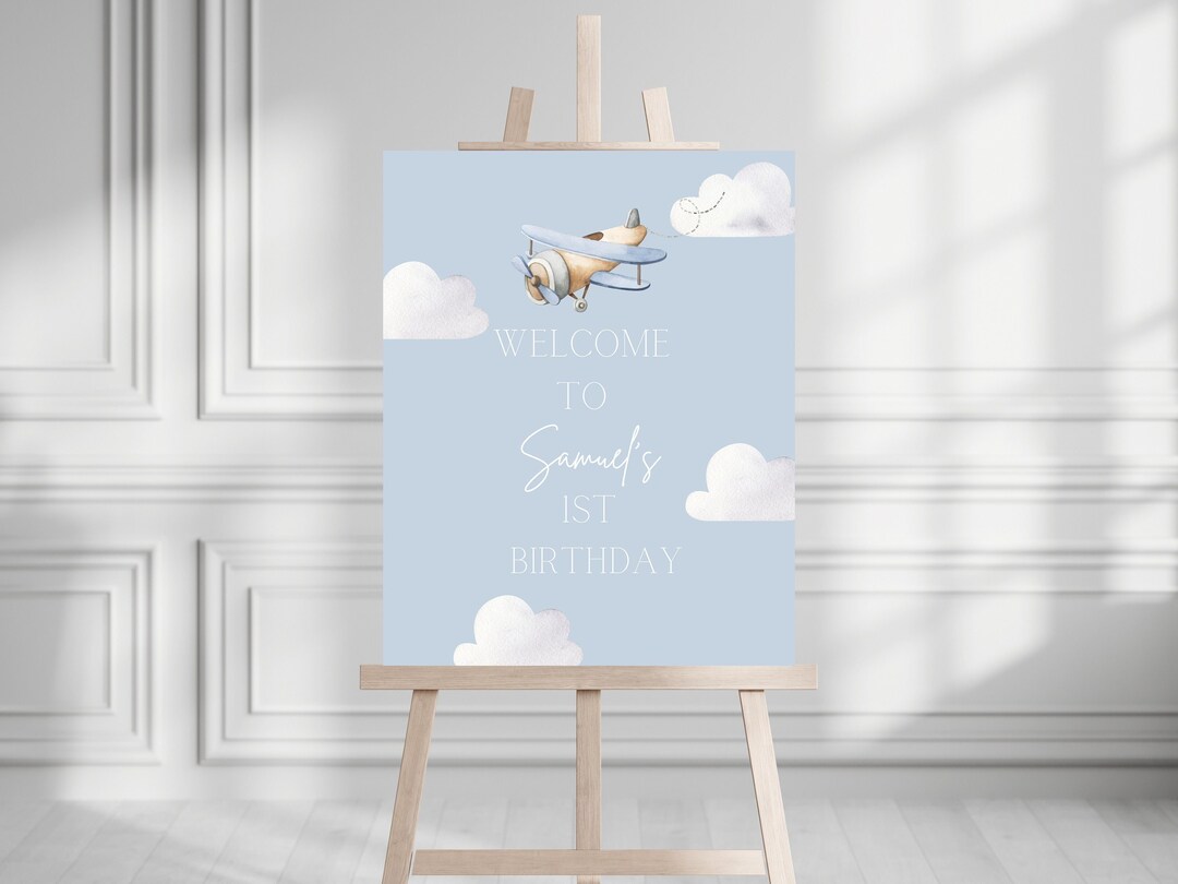INSTANT DOWNLOAD Airplane Birthday Sign Watercolor Airplane Birthday ...