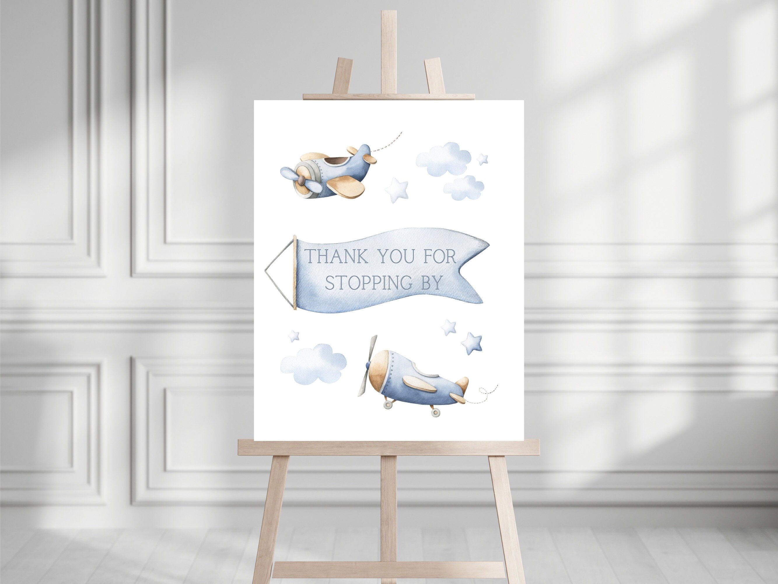 Watercolor Airplane Birthday Thank You Sign Airplane Thank You Sign ...