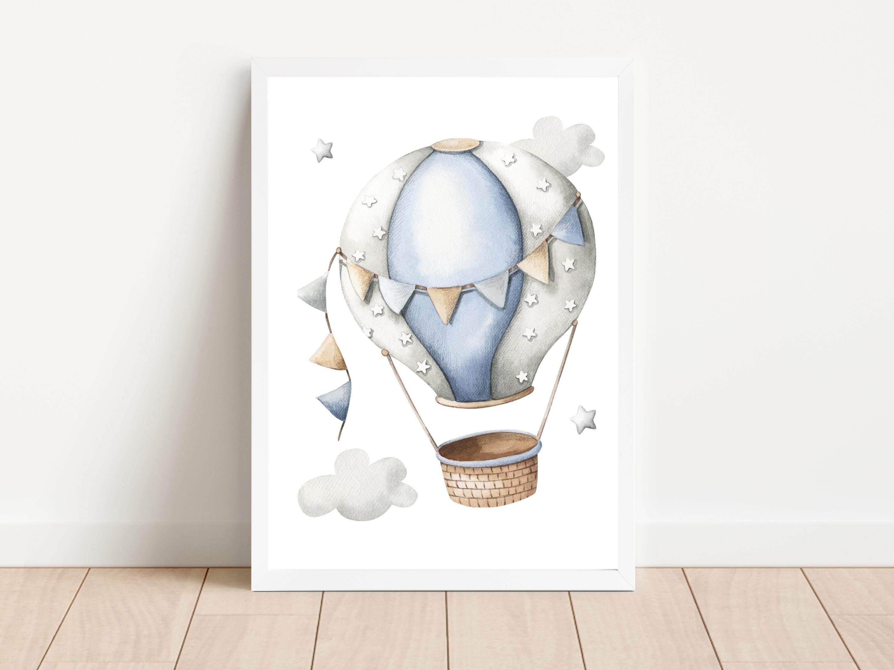 Watercolor Hot Air Balloon and Airplane | Nursery Wall Art | Hot Air ...