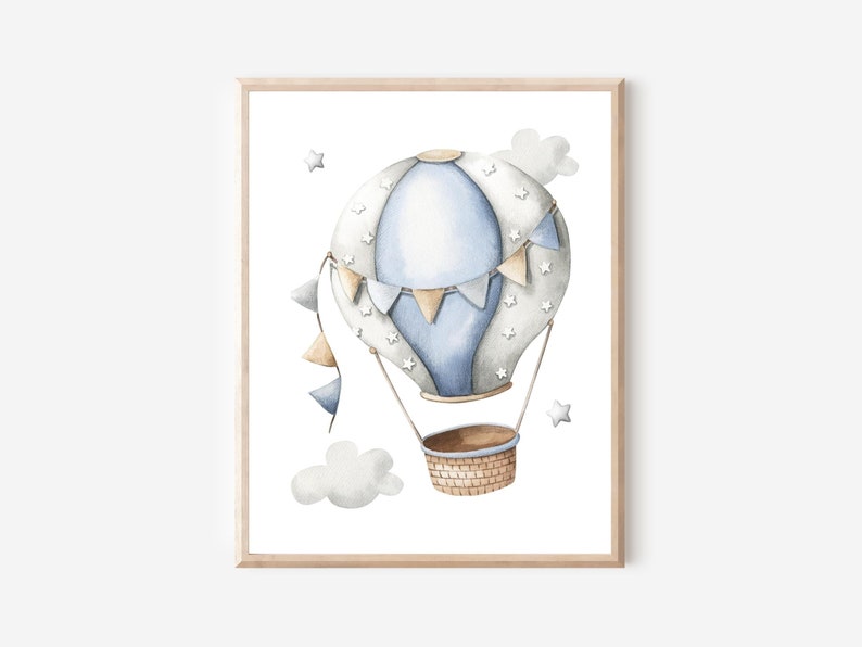 Watercolor Hot Air Balloon and Airplane | Nursery Wall Art | Hot Air ...