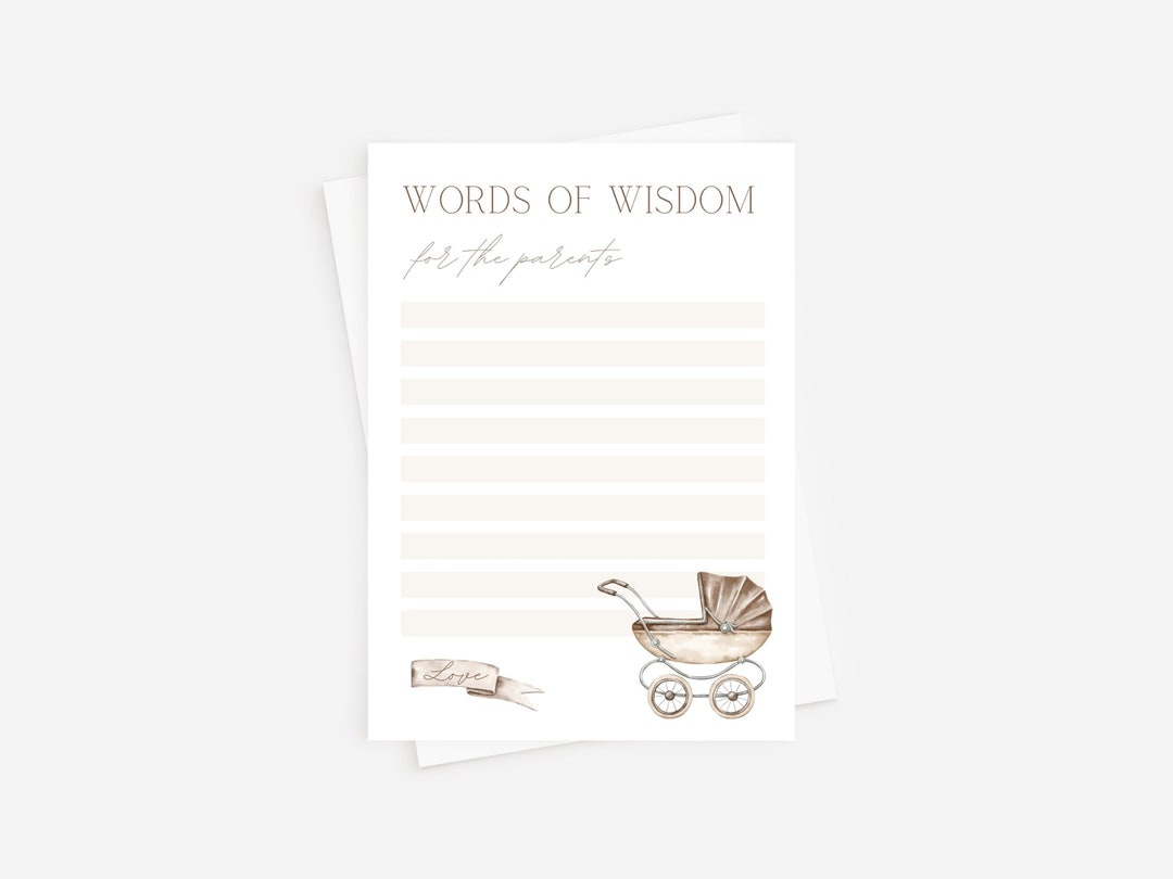 Words of Wisdom Baby Shower Card Baby Shower Advice for Parents to Be ...