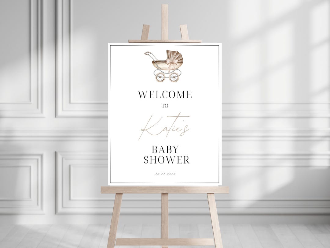 Watercolor Stroller Baby Shower Welcome Sign (digital Download) - Etsy