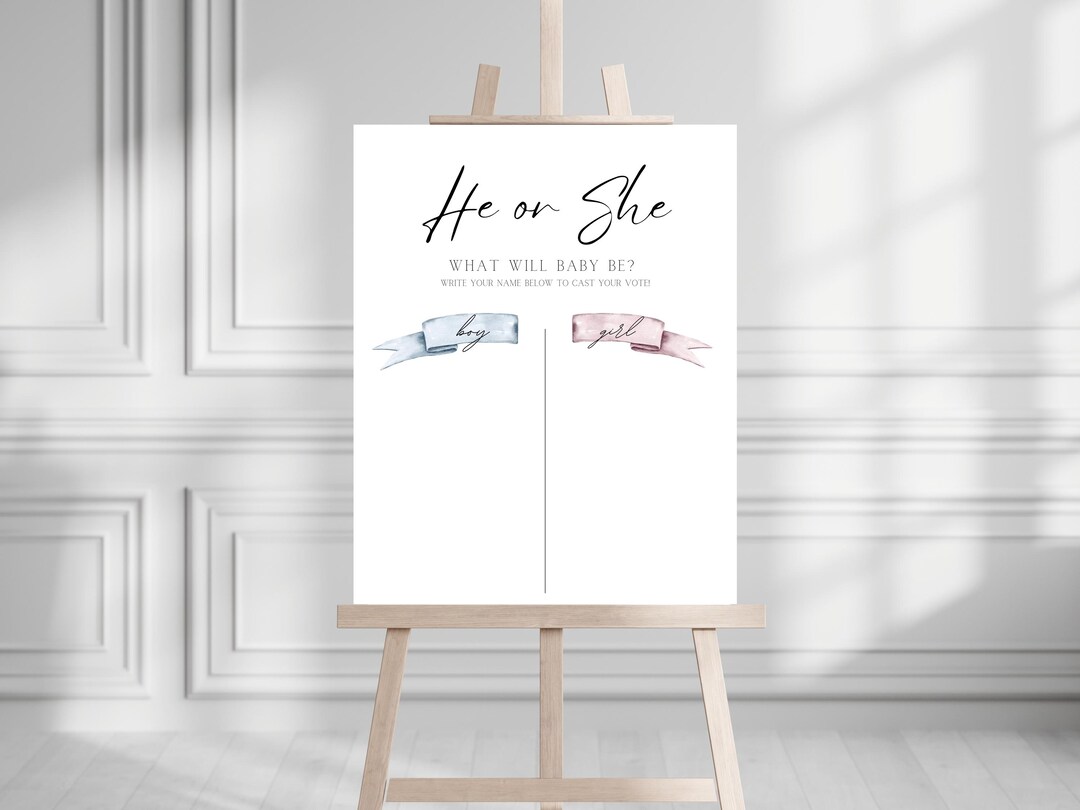 He or She Sign | What Will Baby Be Sign | Gender Guess | Minimalist ...