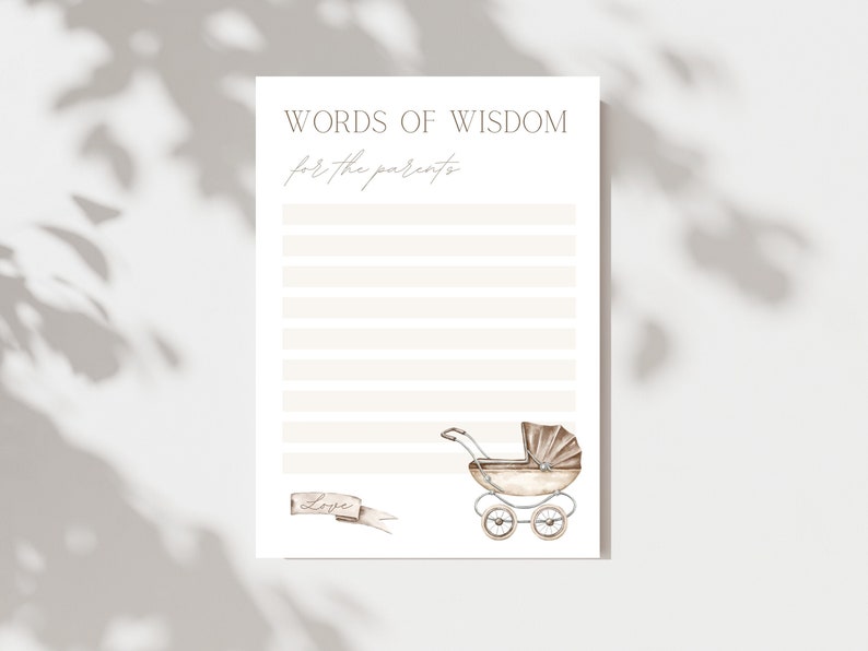 Words of Wisdom Baby Shower Card | Baby Shower Advice for Parents to Be ...