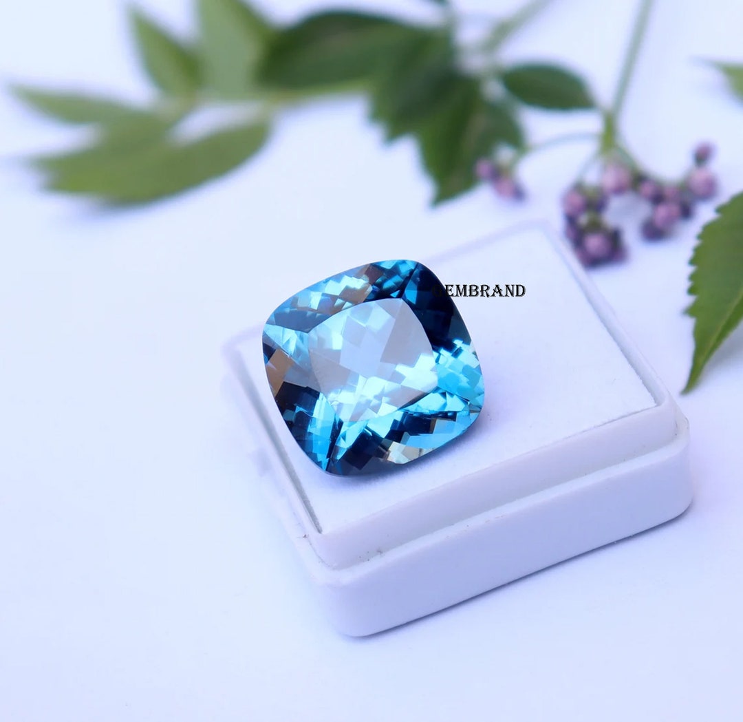 Natural Santa Maria Aquamarine Gemstone: 16-18 Ct Cushion Cut, Jewelry ...