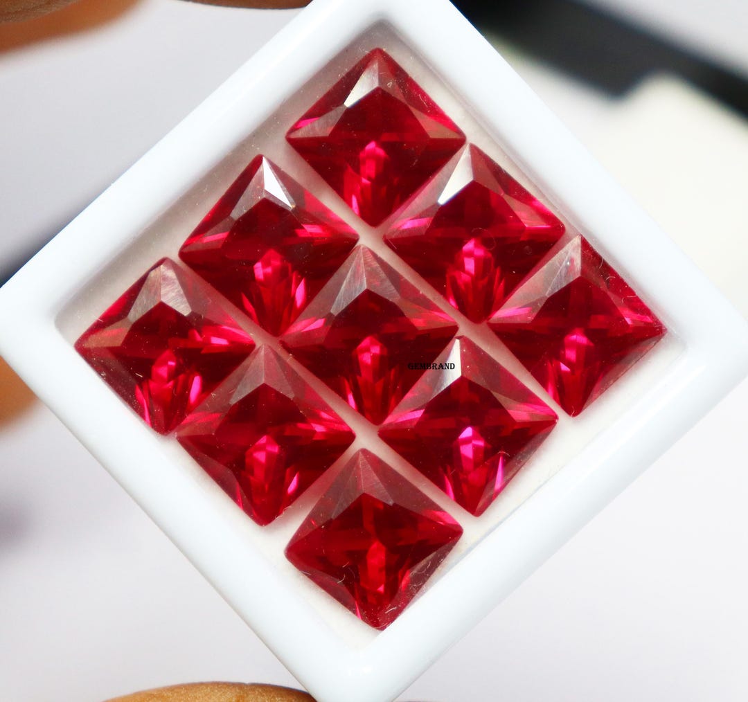 Natural Red Ruby Square Shape 2 to 10 Pieces Loose Gemstones 1 Pieces ...