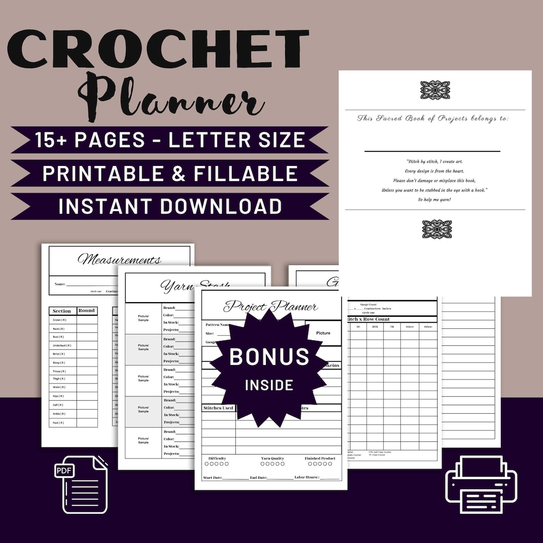 PDF Printable and Editable Crochet Planner for Ultimate Organization ...