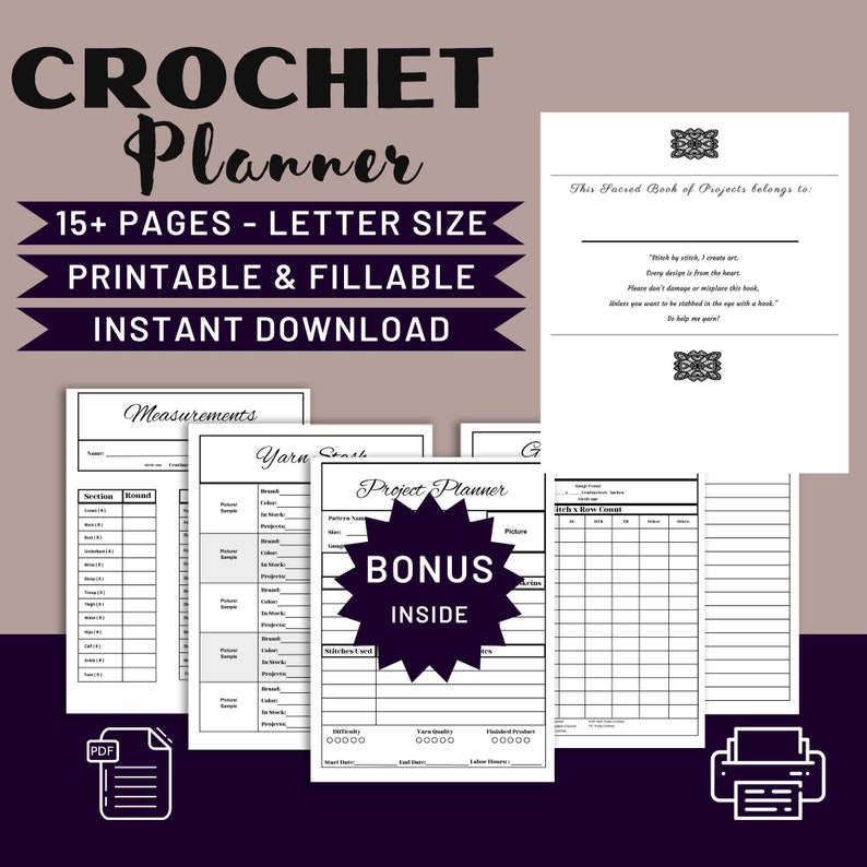 PDF Printable and Editable Crochet Planner for Ultimate Organization ...