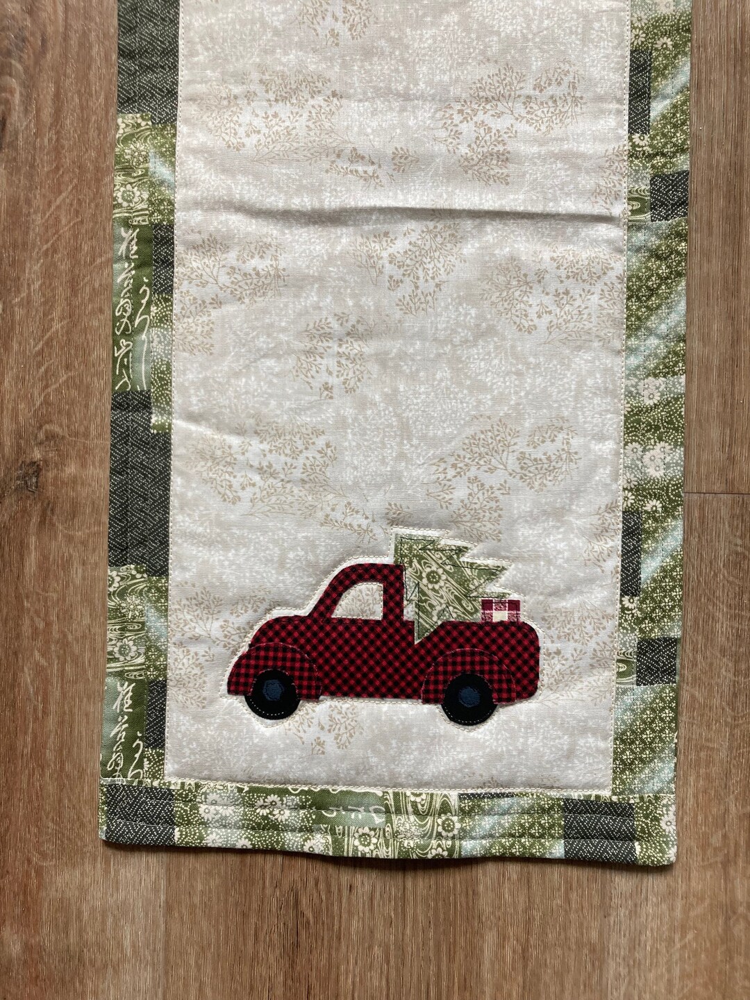 Unique Red Christmas Truck Table Runner - Etsy