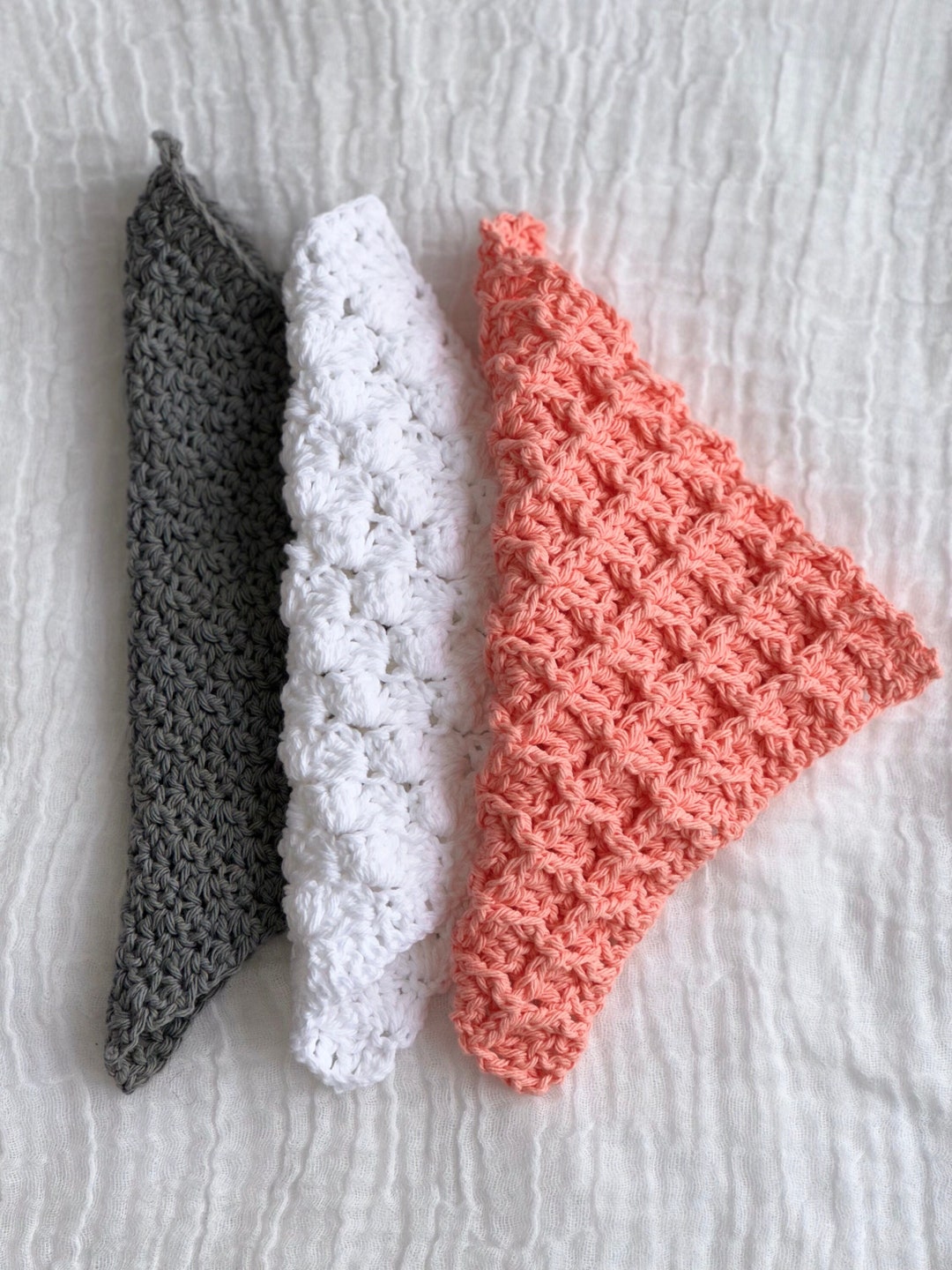 3 TEXTURED CROCHET Patterns/washcloth Collection Pattern/quick & Easy ...