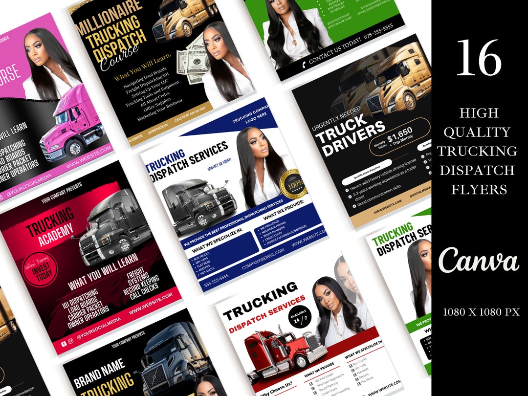 16 Flyers, Trucking Dispatch Bundle, Dispatching , Logistics, Business ...