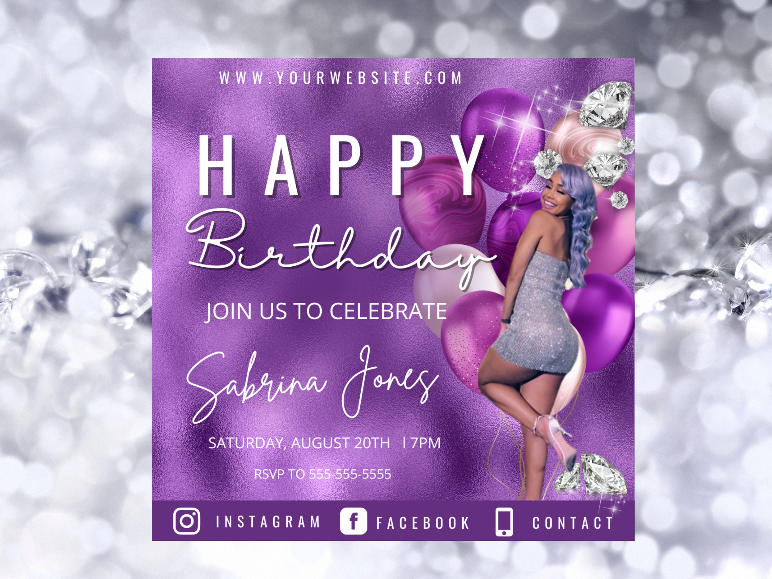 Birthday Flyer Birthday Template Birthday Girl Party Flyer - Etsy