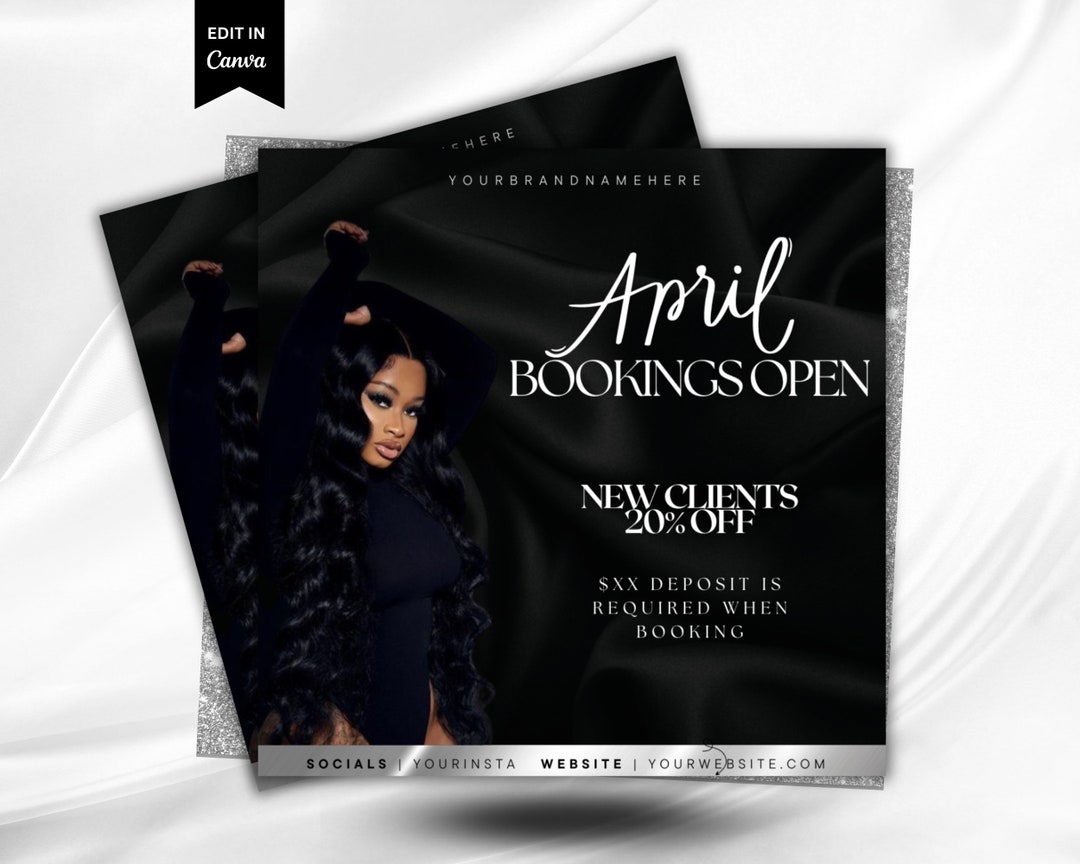 April Booking, Booking Flyer, Diy Flyer, Booking Template, Beauty Flyer ...