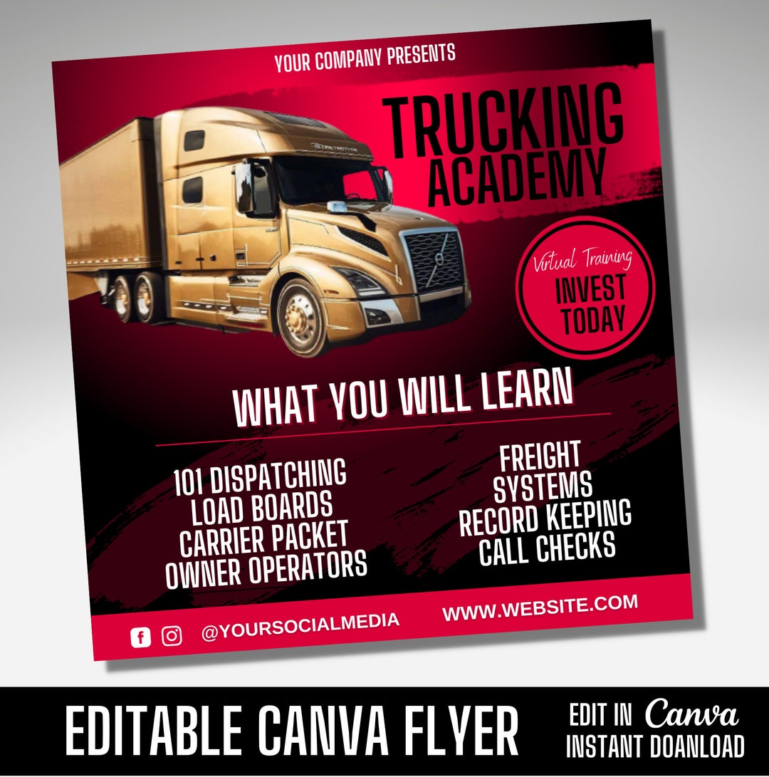 Trucking Dispatch Flyer Template: Editable Logistics Course Design ...