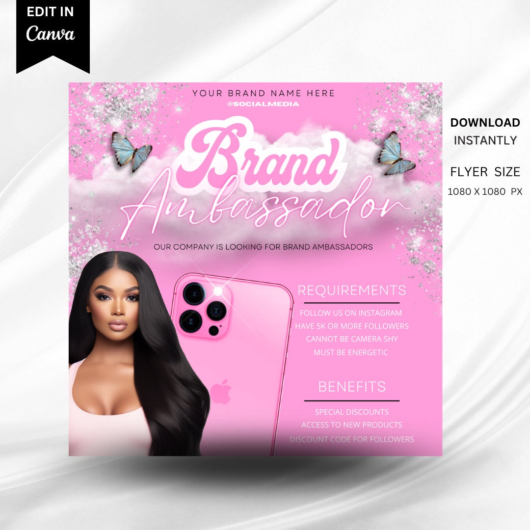 Brand Ambassador Flyer Template, DIY Easy Edit in Canva, Brand ...