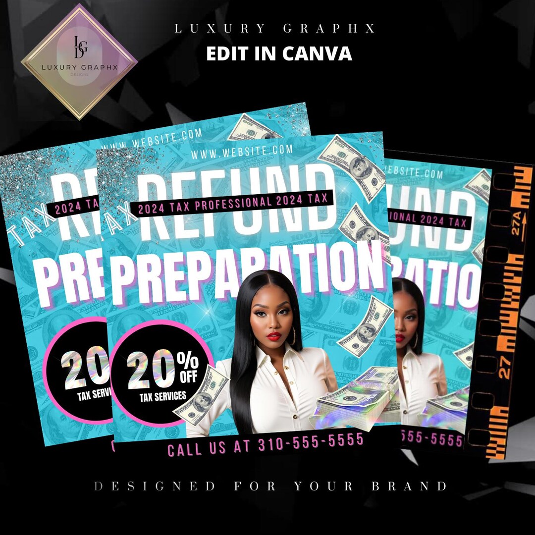 Tax Refund Flyer Template, DIY Canva Design (8x8 In) - Etsy Canada