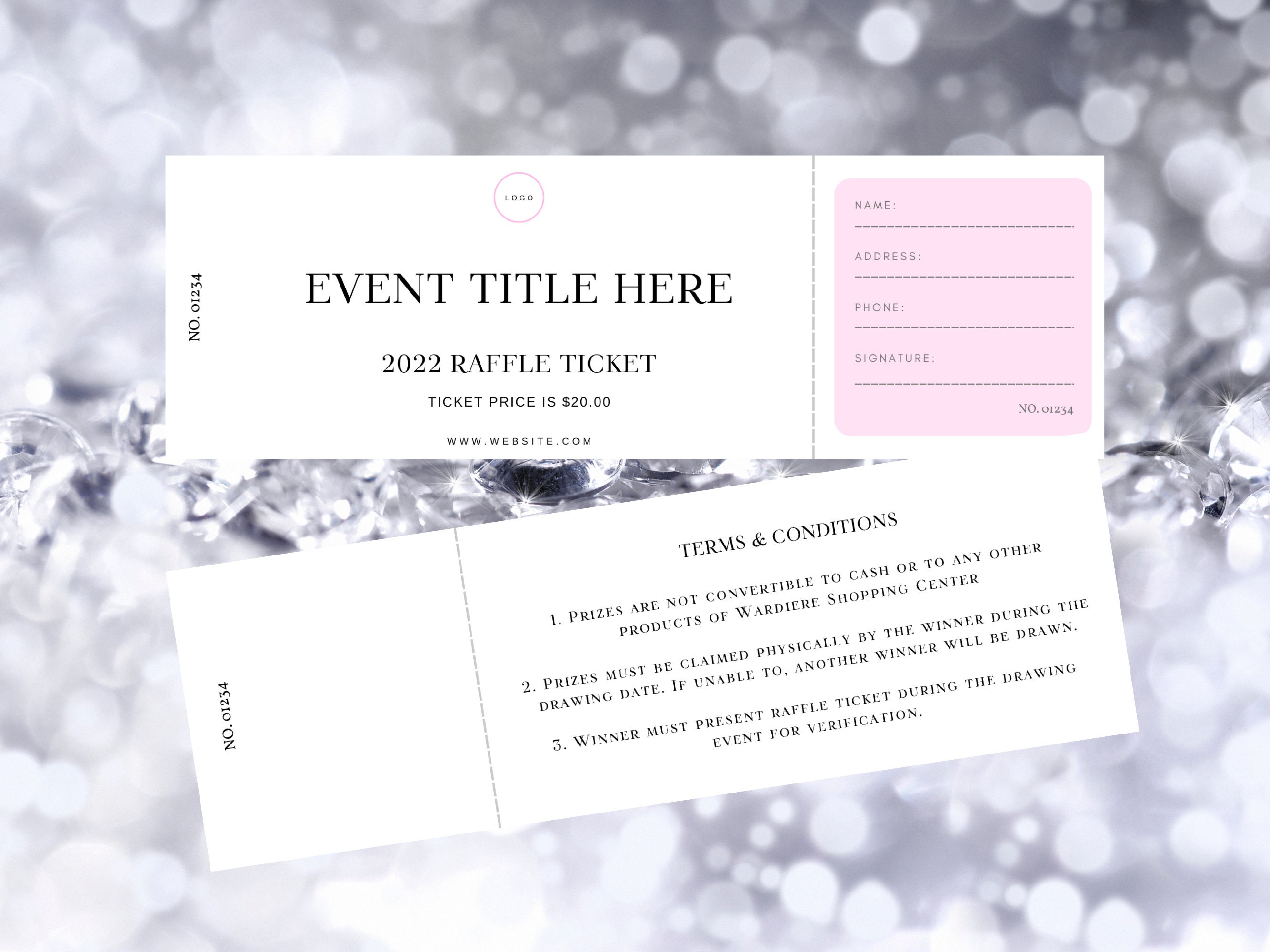 Customizable Raffle Ticket Template: DIY Event Ticket (digital Download ...