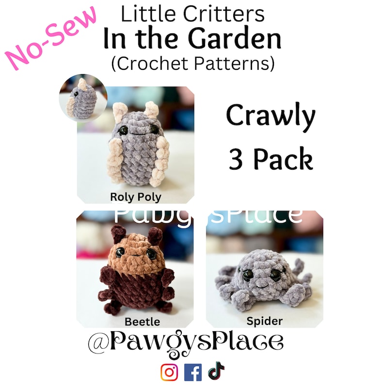 Little Critters in the Garden No-sew Crawly 3 Pack (beetle, Roly Poly ...