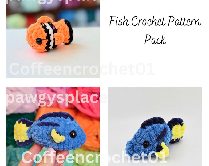 PATTERN PACK - Mega Ray and 7 Sea Friends Patterns - Ray, Angelfish ...