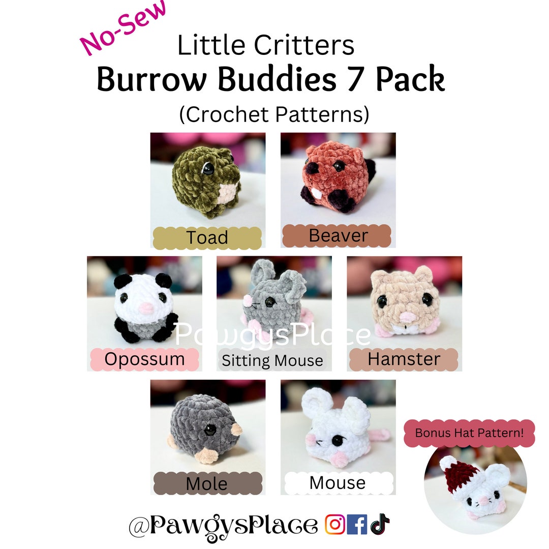 Little Critters No Sew Burrow Buddies Crochet Pattern 7 Pack (toad ...