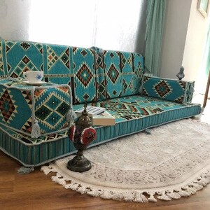 Sky Blue Floor Sofa, Arabic Majlis Sofa New Pattern, Home Decor Gift ...