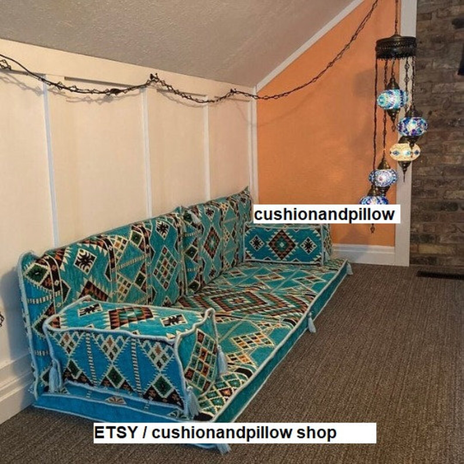 Sky Blue Floor Sofa, Arabic Majlis Sofa New Pattern, Home Decor Gift ...