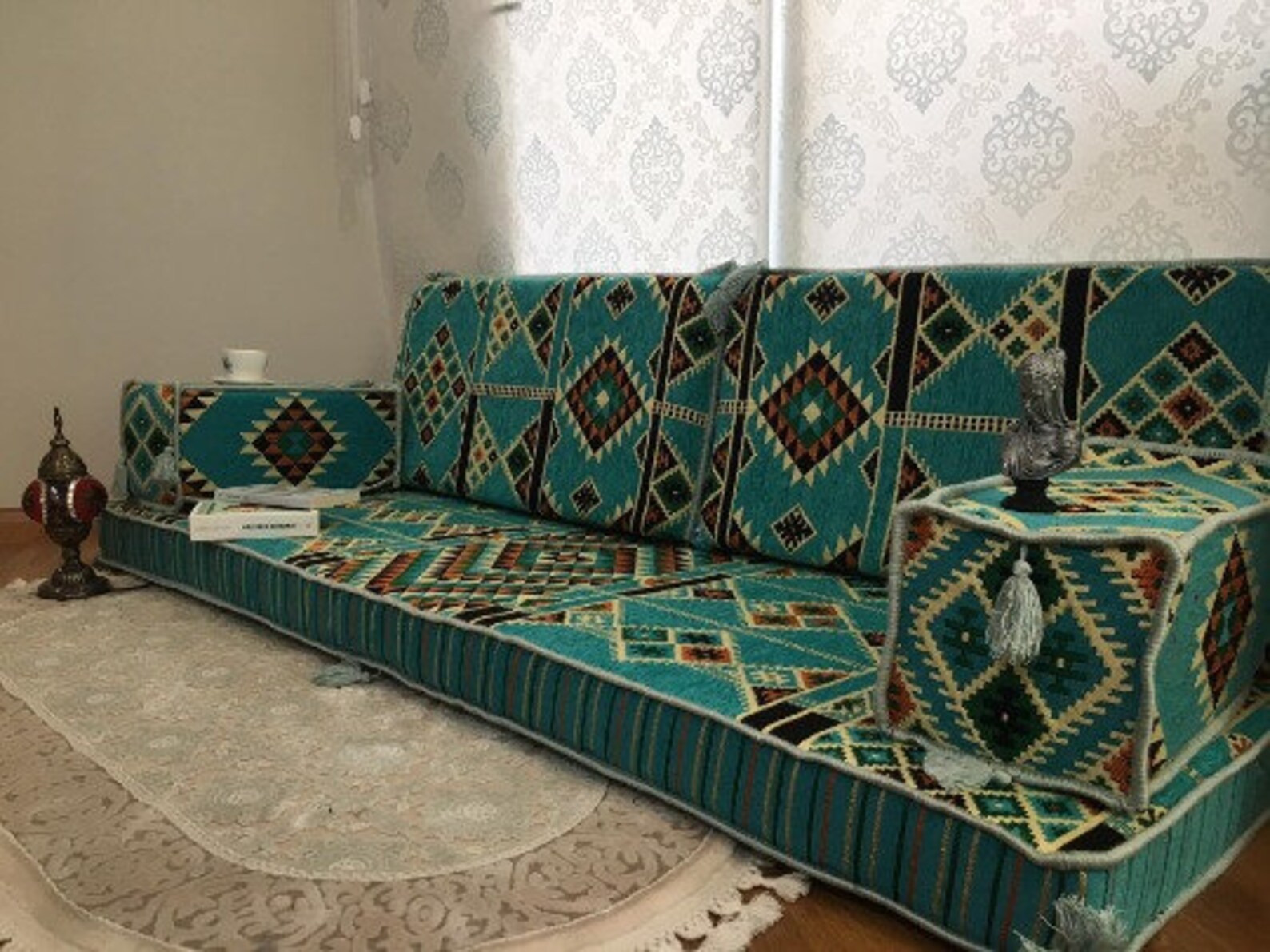 Sky Blue Floor Sofa, Arabic Majlis Sofa New Pattern, Home Decor Gift ...