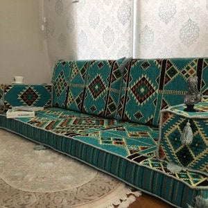 Sky Blue Floor Sofa, Arabic Majlis Sofa New Pattern, Home Decor Gift ...