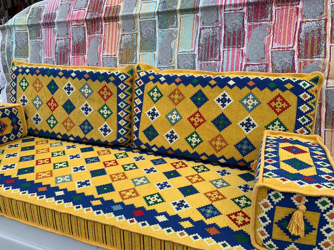 Yellow Magical Sofa, Large Floor Cushion, Ottoman Living Room, Islamic ...