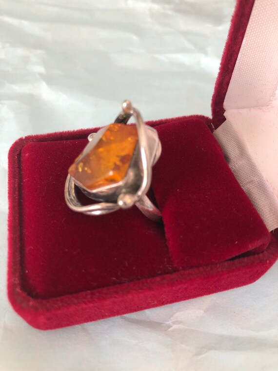 RARE design Baltic Amber SS ring - Gem