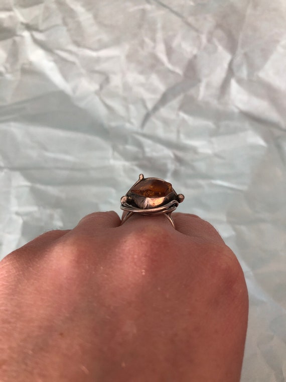 RARE design Baltic Amber SS ring - Gem
