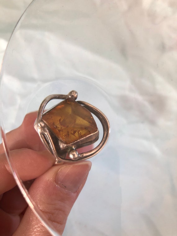 RARE design Baltic Amber SS ring - Gem