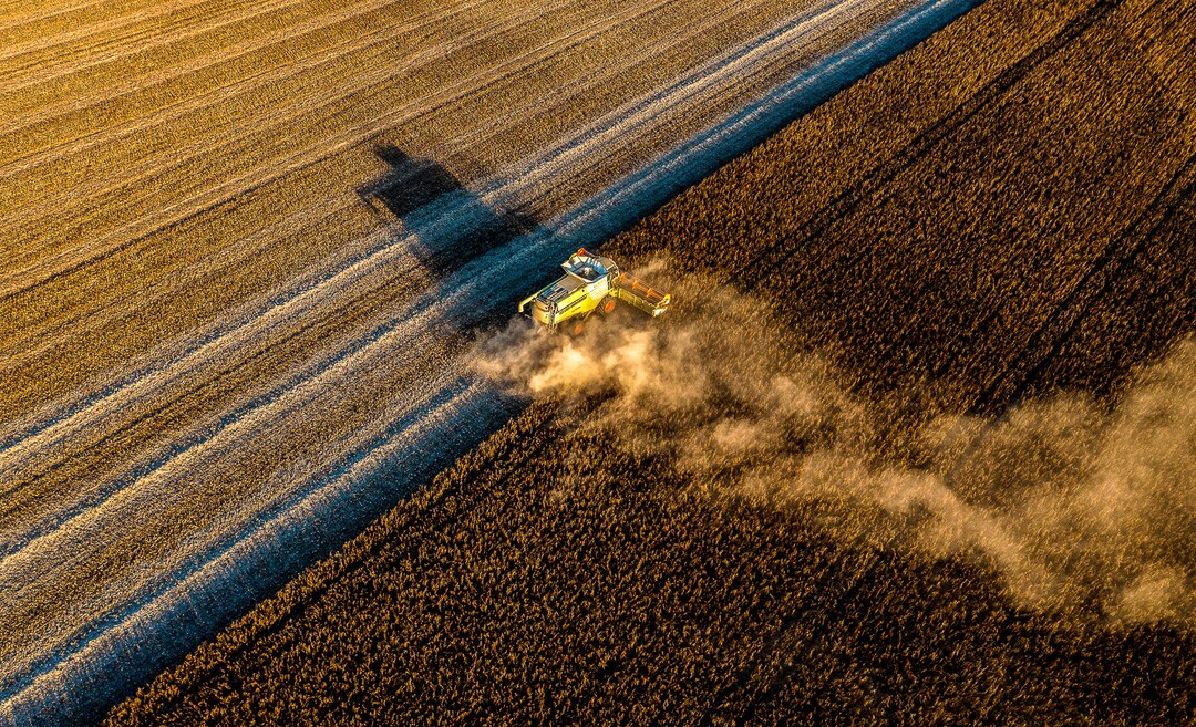 Abstract Landscape, Combine Harvester, Aerial, Drone, Abstract, Harvest ...
