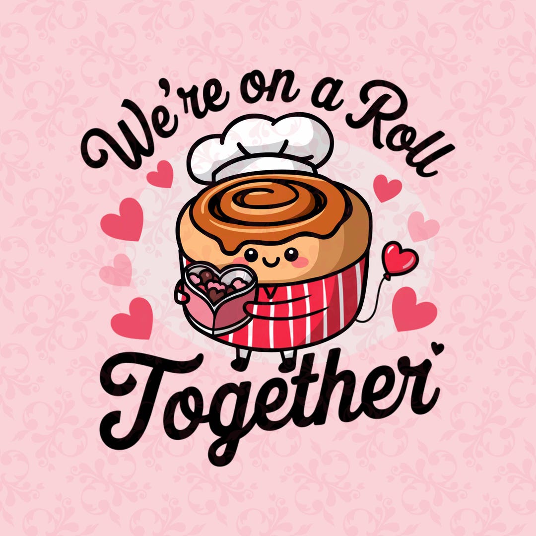 We’re on A Roll Together Valentine’s PNG | Foodie | Baking | Cinnamon ...