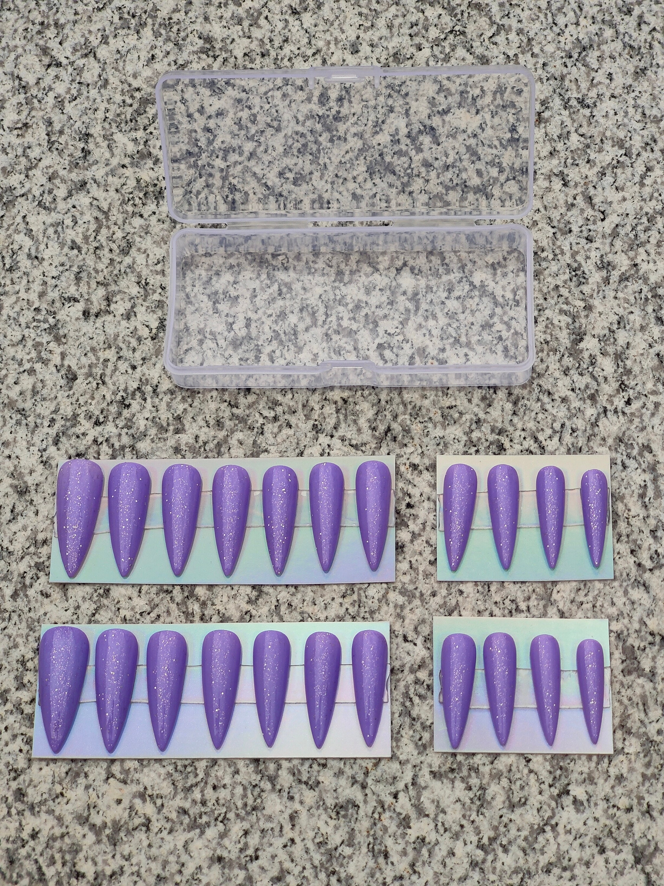 Purple Sparkle Long Stilleto Nails - Etsy