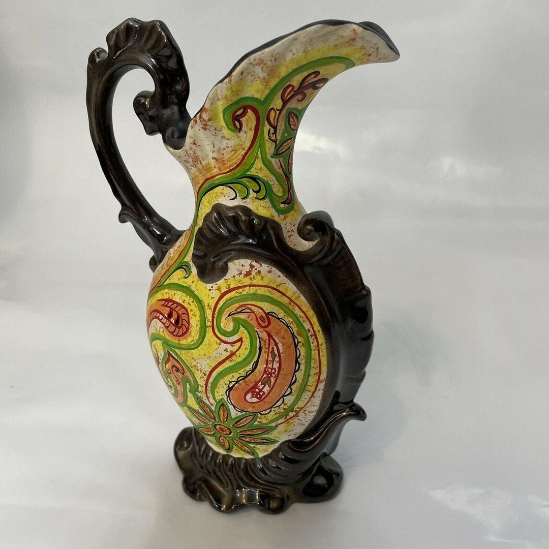 Vintage Groovy Filigree Yellow Pitcher 1969 - Etsy