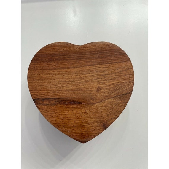 Vintage Wooden Heart Box with Doves and Mirror - Gem