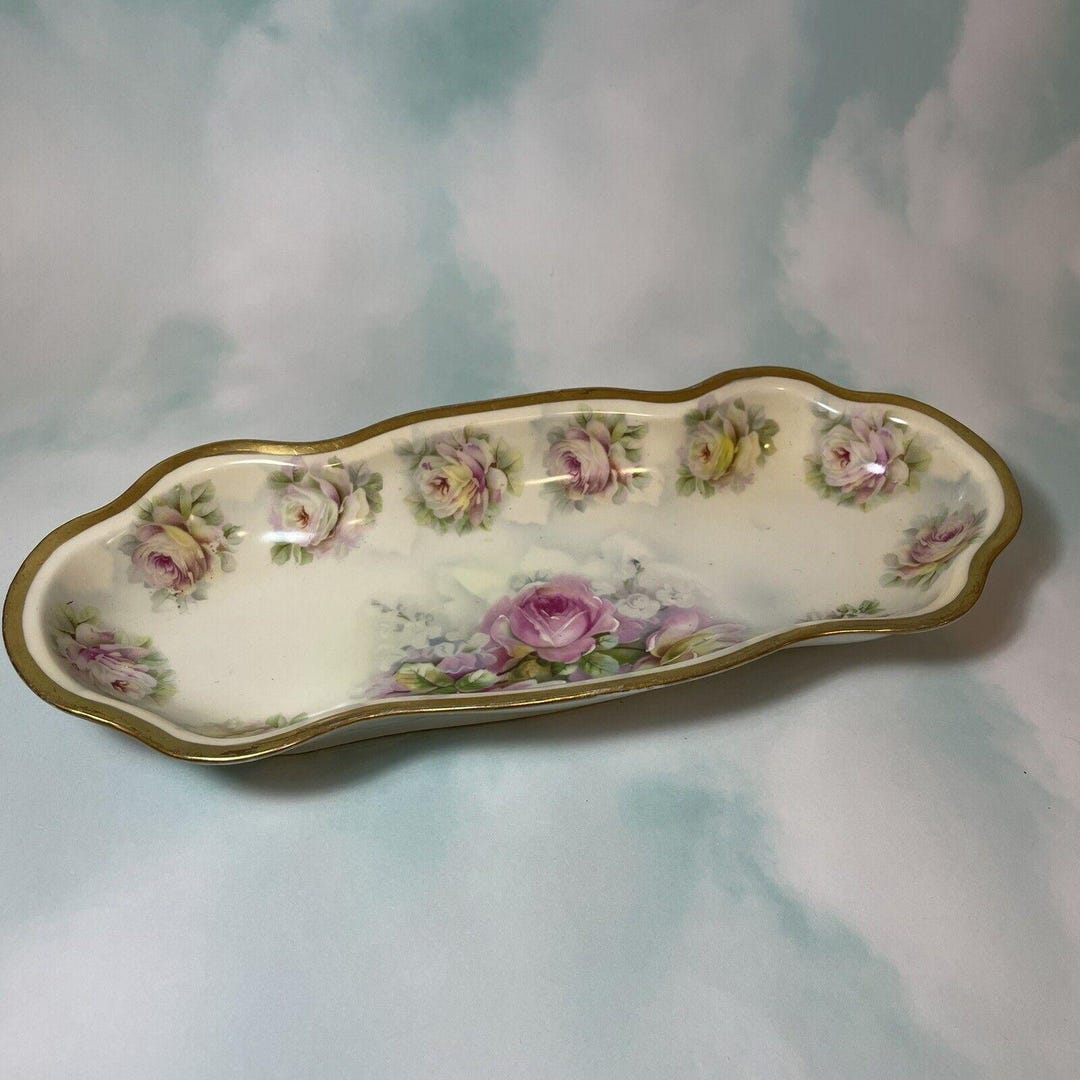 Vtg. Royal Rudolstadt Prussia Pink Rose 12.5” Long Relish Tray/dish - Etsy