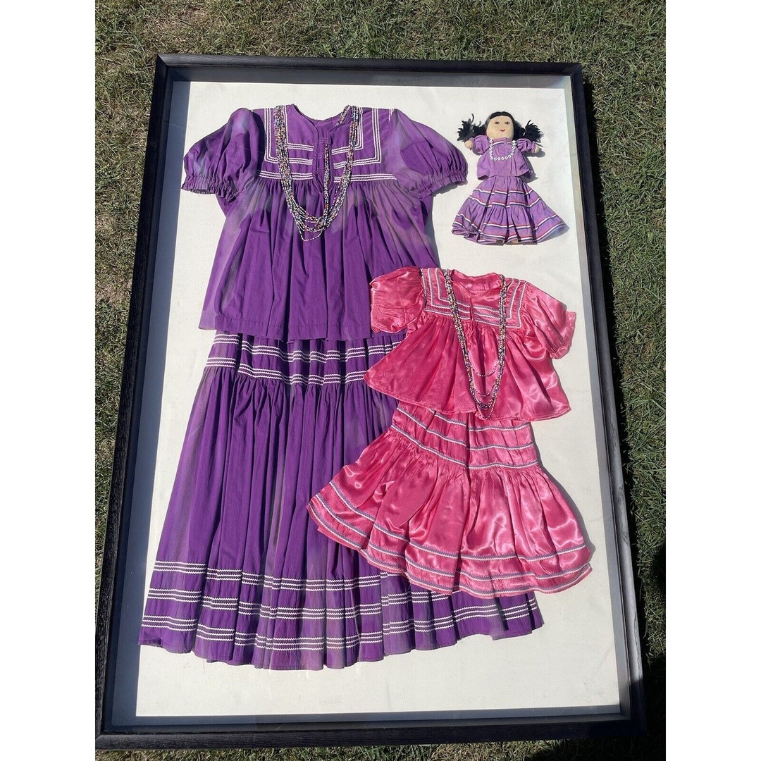 Framed Apache Indian Reservation Camp Dresses With Doll LARGE 5ft Tall ...