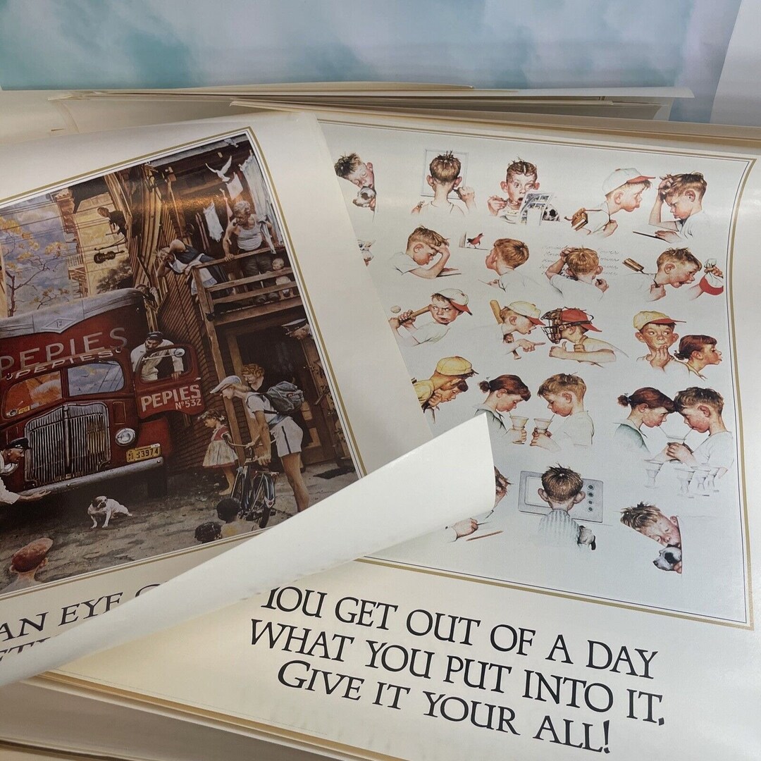Huge Lot Norman Rockwell Masterpiece Print Posters Workplace Motivation ...